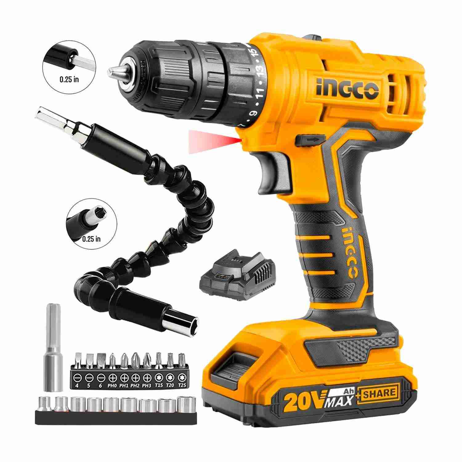 Taladro Atornillador 20v ingco + 21 Accesorios - Importaciones Hibrida ...