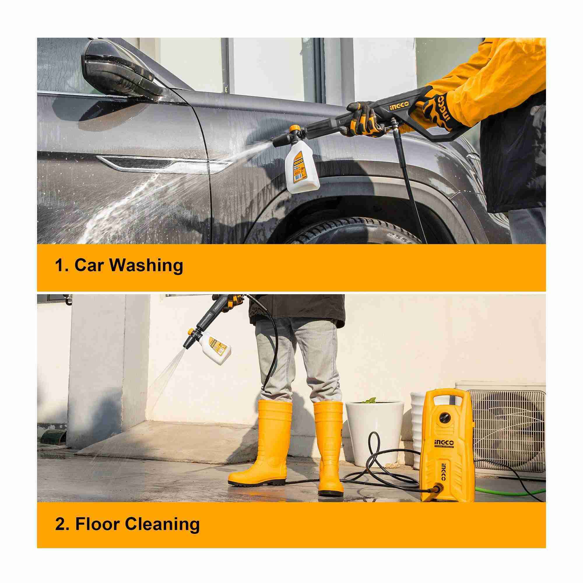 Hidrolavadora 1400w + Shampunera Ingco Carros Autos Camiones - Importaciones Hibrida Tienda Oficial