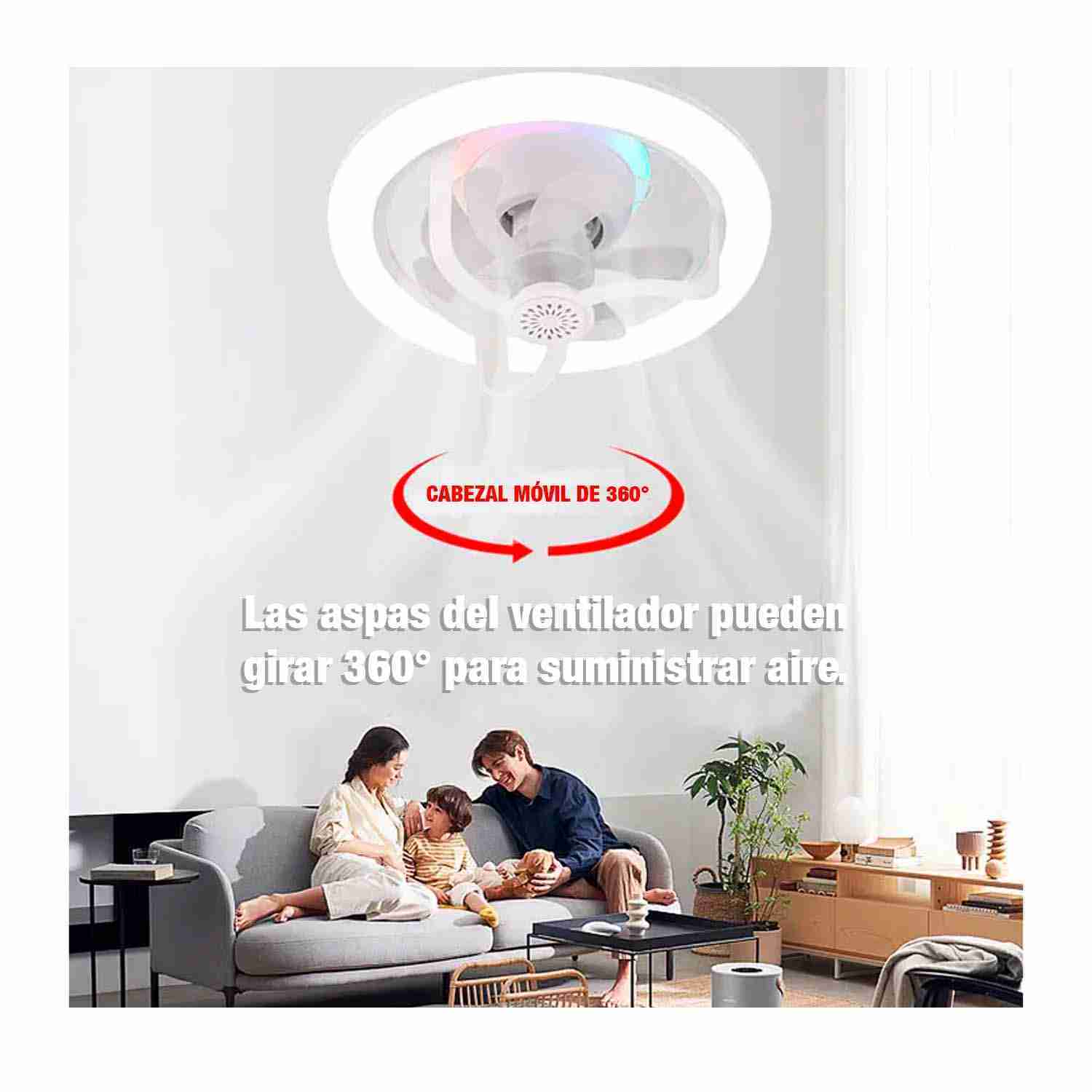 FOCO VENTILADOR DE TECHO RGB GIRATORIO 360° CONTROL LUZ LED - 360-ROTATION - Importaciones ...