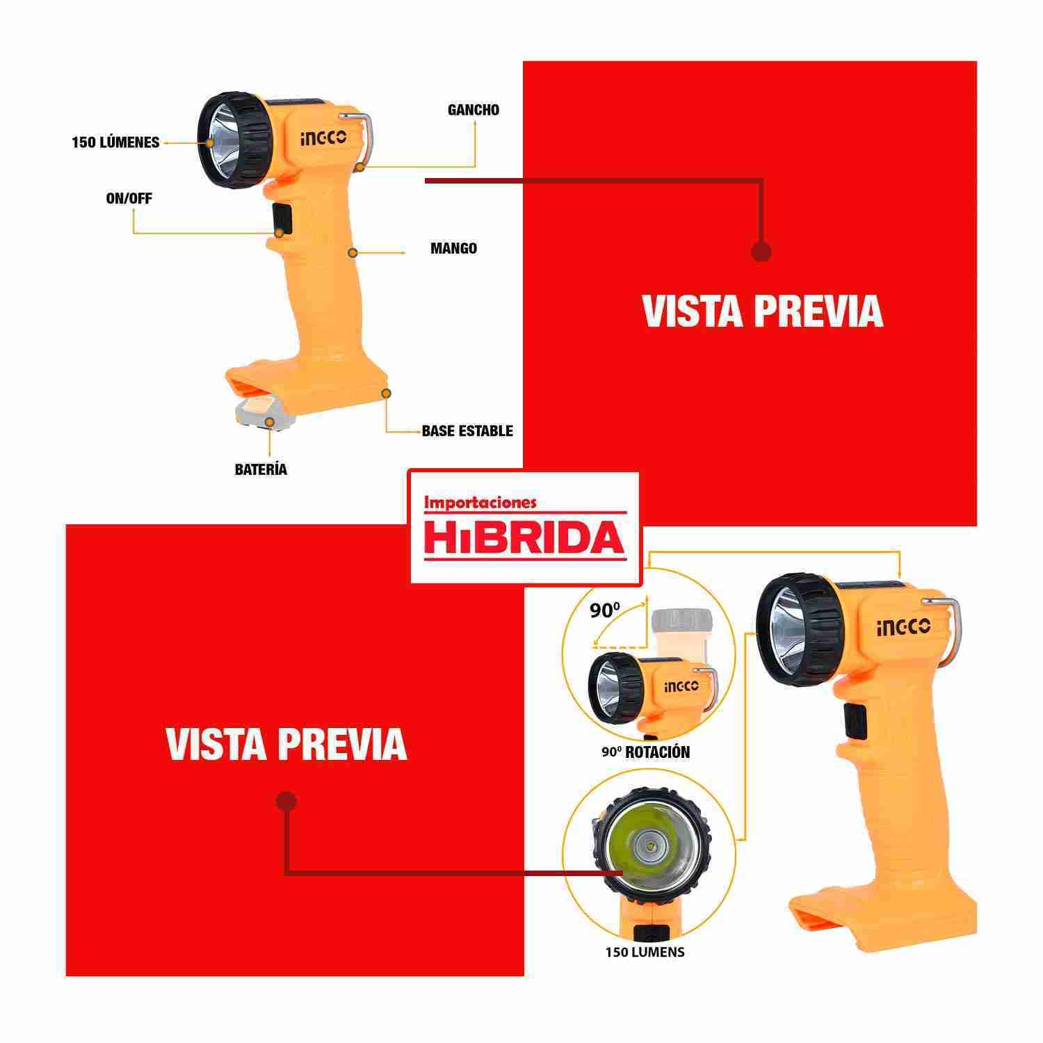 SET TALADRO ATORNILLADOR + AMOLADORA + LINTERNA INGCO PUNTAS ...