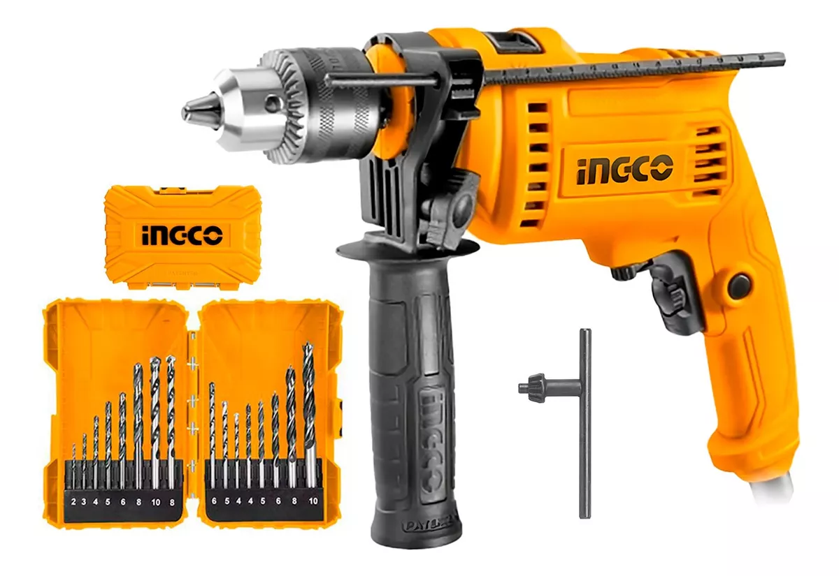 TALADRO PERCUTOR 680W + SET BROCAS MADERA METAL CONCRETO ...