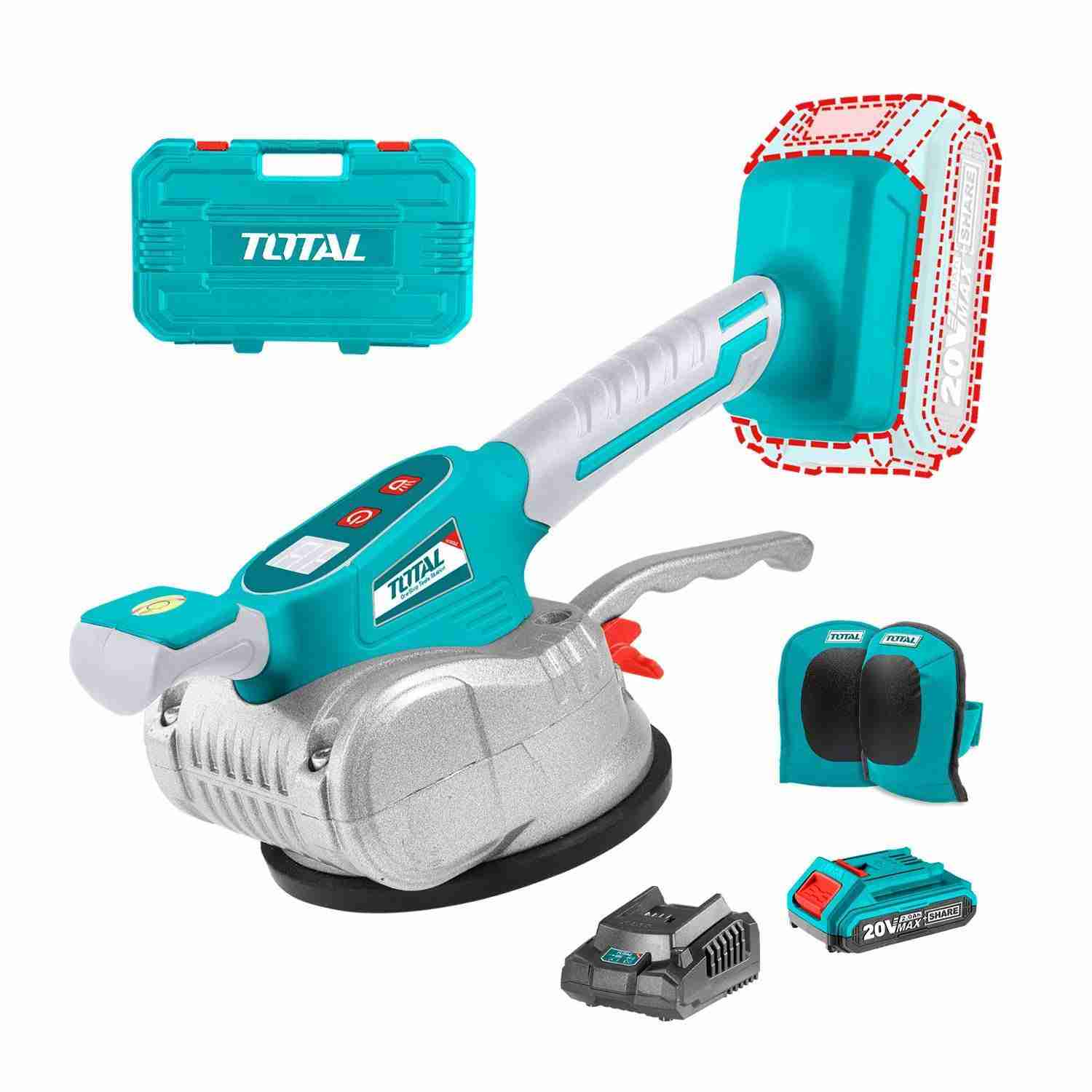 VENTOSA VIBRADOR 50K INALÁMBRICA 20V + RODILLERAS TOTAL - TTVLI20101 ...