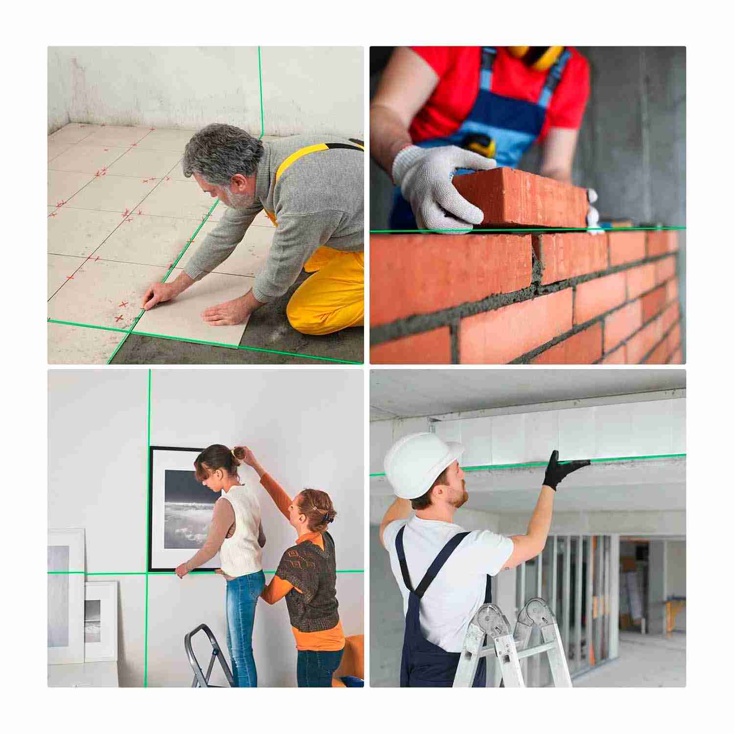 NIVEL LÁSER 4D 16 LÍNEAS VERDE MULTIUSO LENTE 2BATERÍAS - Importaciones Hibrida Tienda Oficial